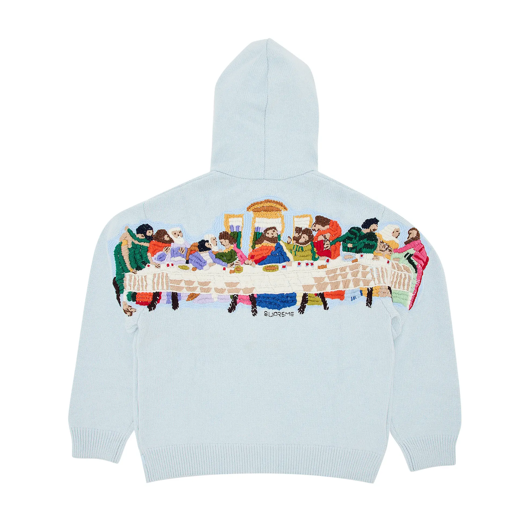Supreme Last Supper Embroidered Zip Up Hooded Sweater Light Blue ...