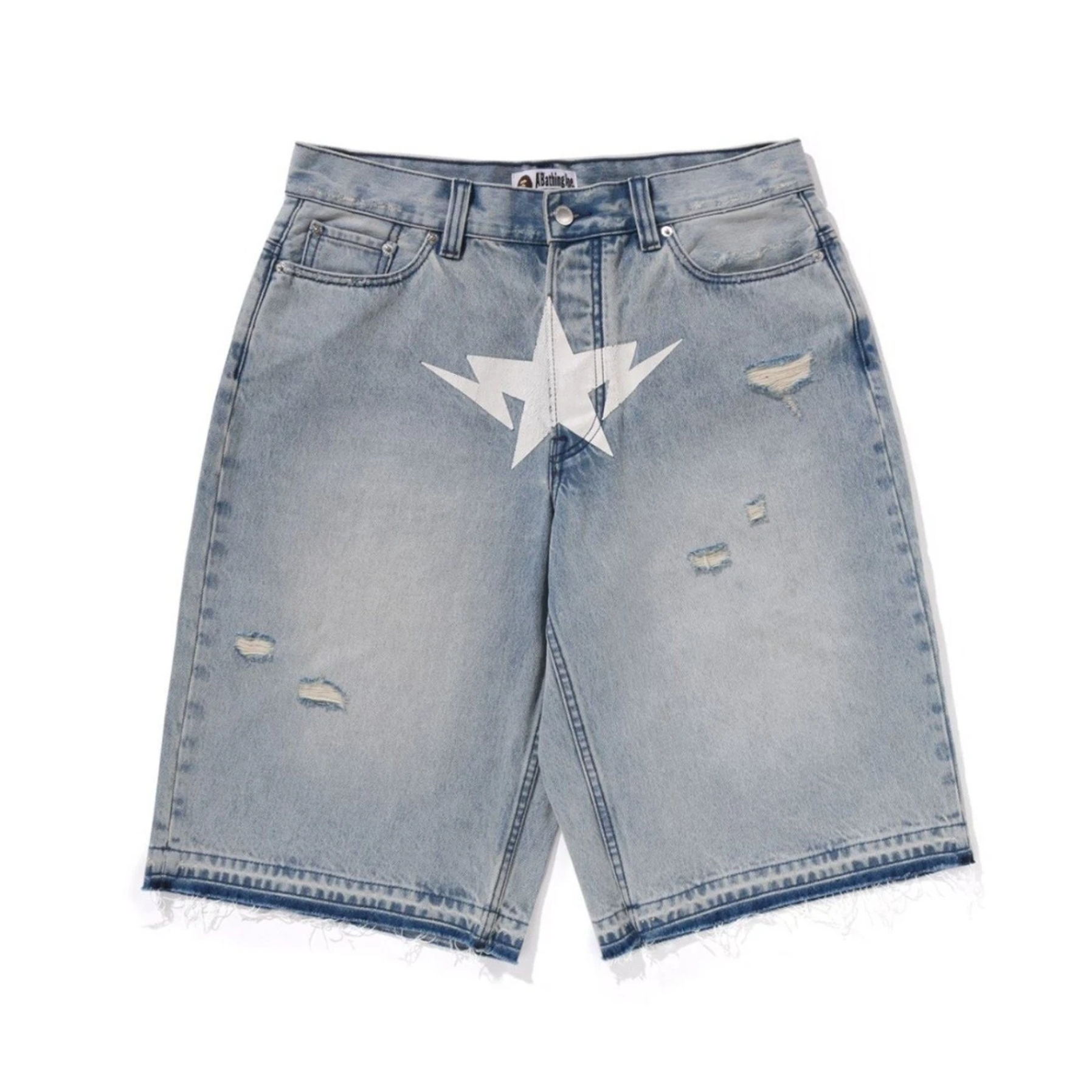 Bape A Bathing Ape Destroyed Sta Relaxed Fit Denim Shorts Pants [USED ...