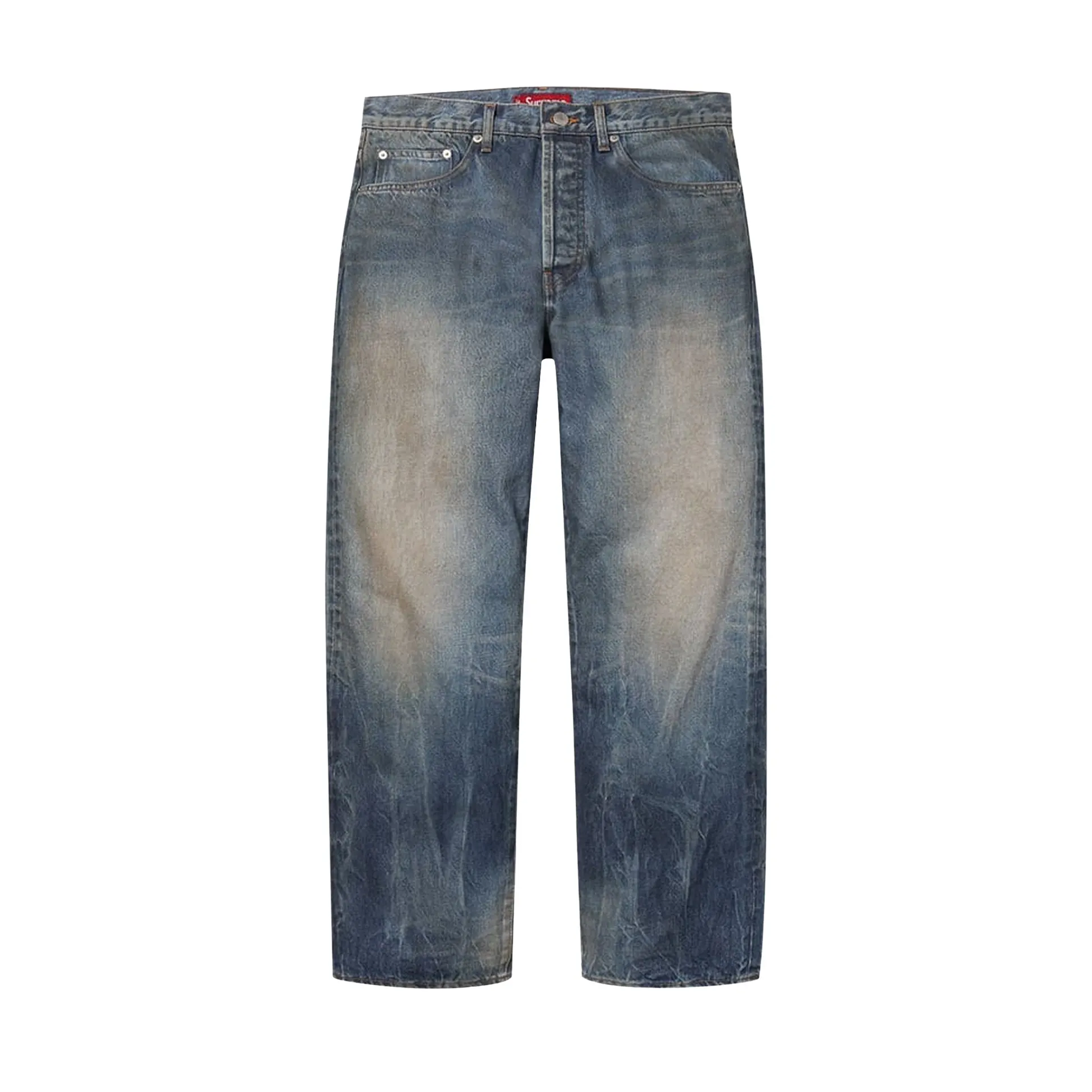 Supreme Distressed Loose Fit Selvedge Jean (FW25) Washed Indigo ...