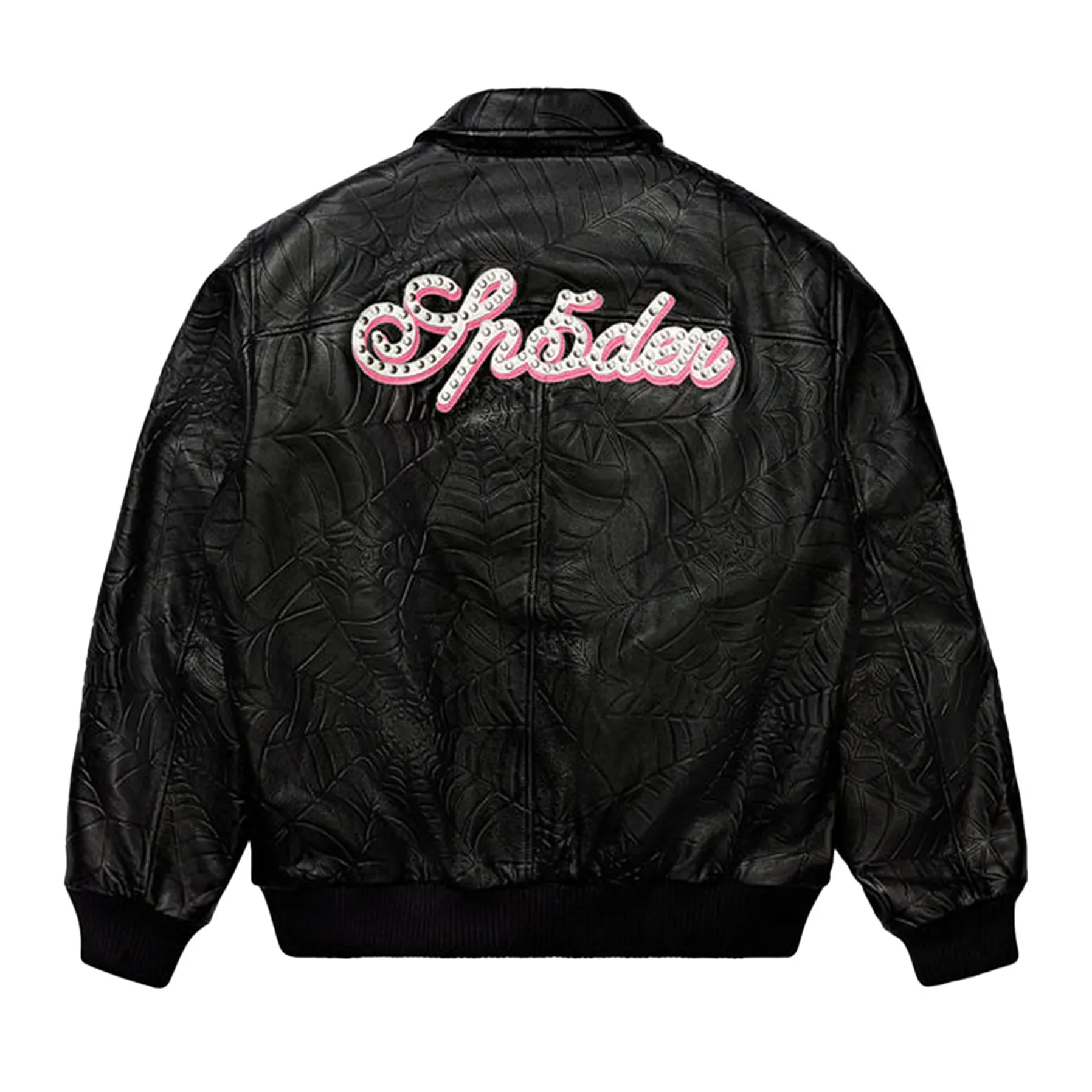 Sp5der Debossed Web Leather Jacket Black – DISTRICT ONE NY