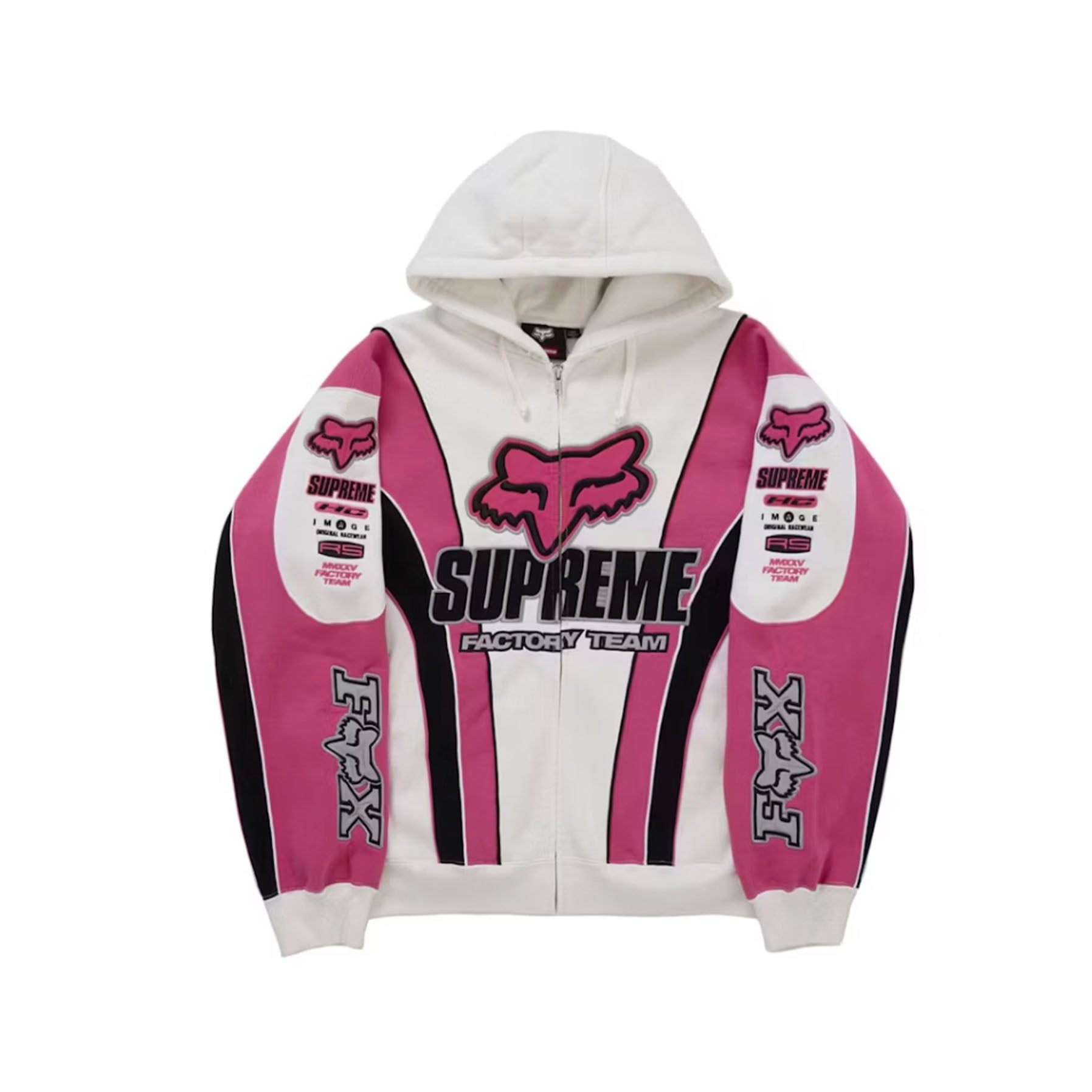 Supreme Fox Racing Zip Up Hooded Sweatshirt White [USED] - M (Used ...