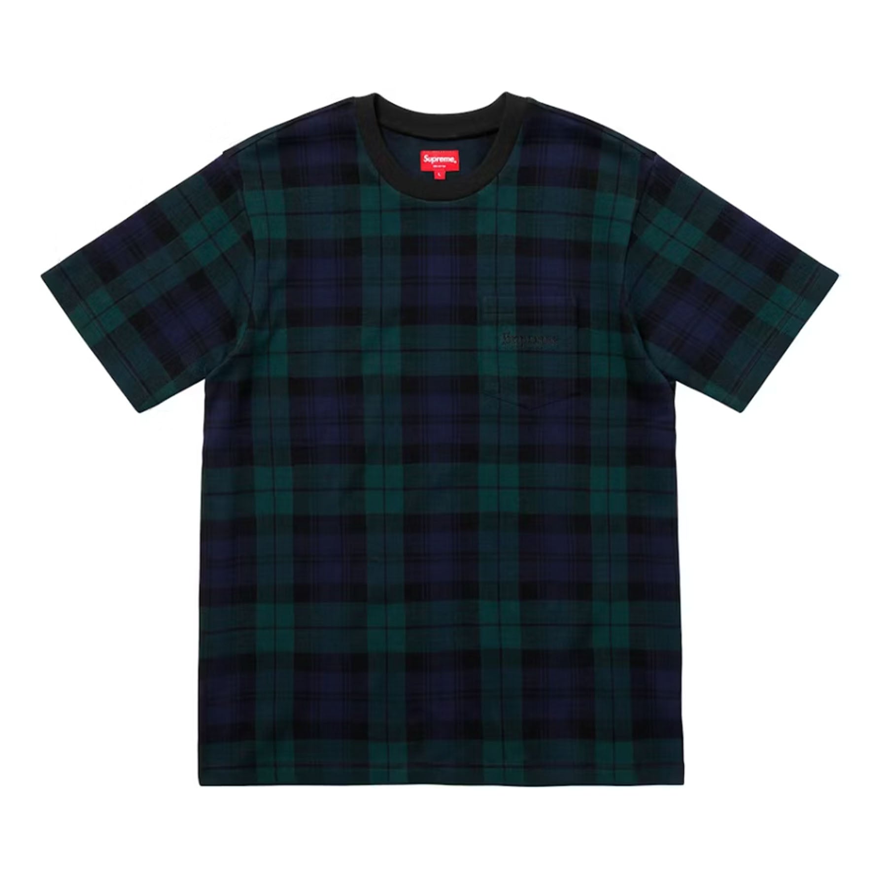 Supreme Jacquard Tartan Plaid Pocket Tee Navy [USED] - M (Used ...